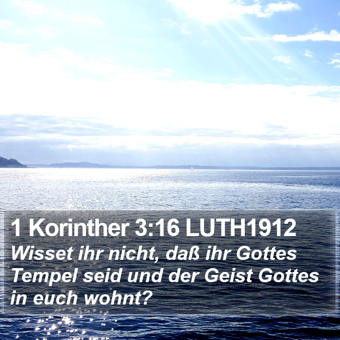 1 Korinther 3:16 LUTH1912 - Wisset ihr nicht, daß ihr Gottes Tempel ...