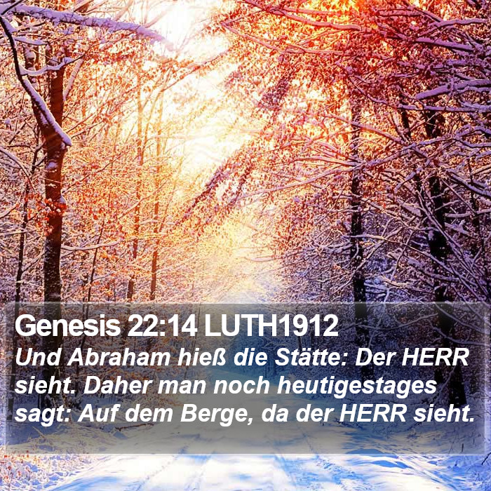 Genesis 22:14 LUTH1912 - Und Abraham hieß die Stätte: Der HERR sieht.