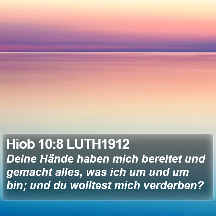 Hiob 10:8 LUTH1912 - Deine Hände haben mich bereitet und gemacht