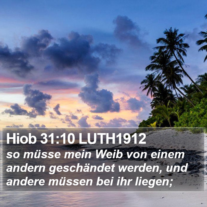 Hiob 31:10 LUTH1912 - so müsse mein Weib von einem andern geschändet