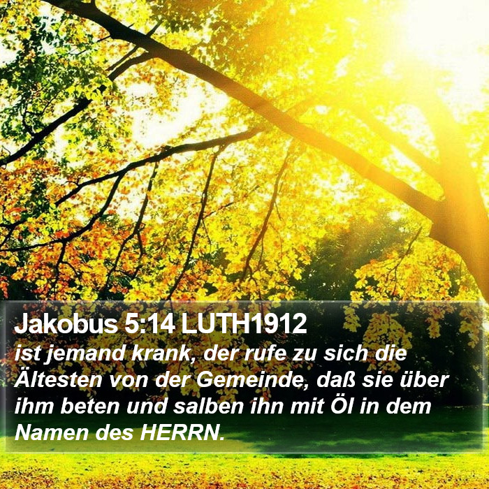 Jakobus 5:14 LUTH1912 - ist jemand krank, der rufe zu sich die Ältesten
