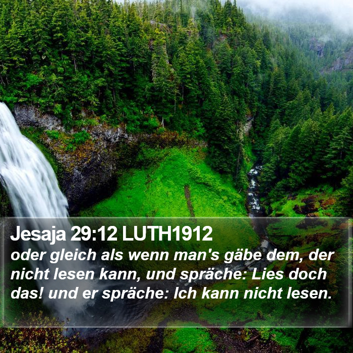 Jesaja 29:12 LUTH1912 - oder gleich als wenn man's gäbe dem, der nicht