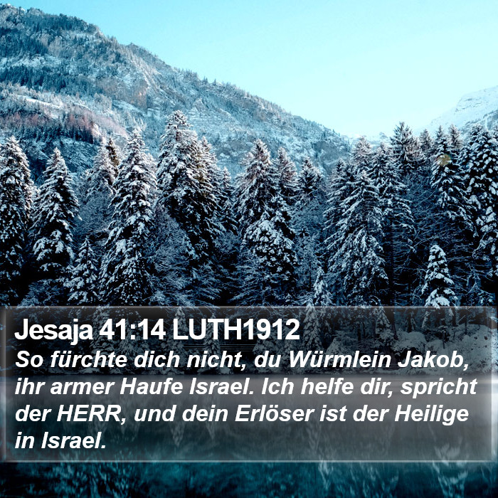 Jesaja 41:14 LUTH1912 - So fürchte dich nicht, du Würmlein Jakob, ihr