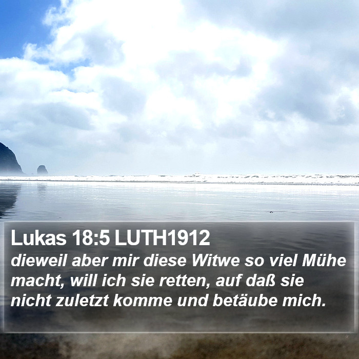 Lukas 18:5 LUTH1912 - dieweil aber mir diese Witwe so viel Mühe macht,