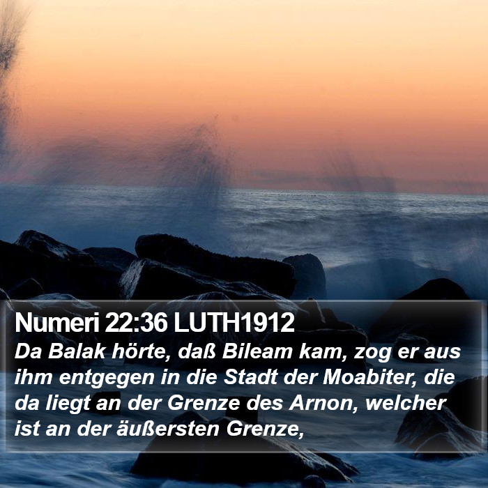 Numeri 22:36 LUTH1912 - Da Balak hörte, daß Bileam kam, zog er aus ihm