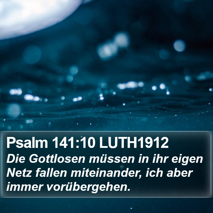 Psalm 141:10 LUTH1912 - Die Gottlosen müssen in ihr eigen Netz fallen
