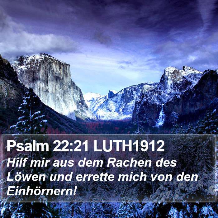 Psalm 22:21 LUTH1912 - Hilf mir aus dem Rachen des Löwen und errette