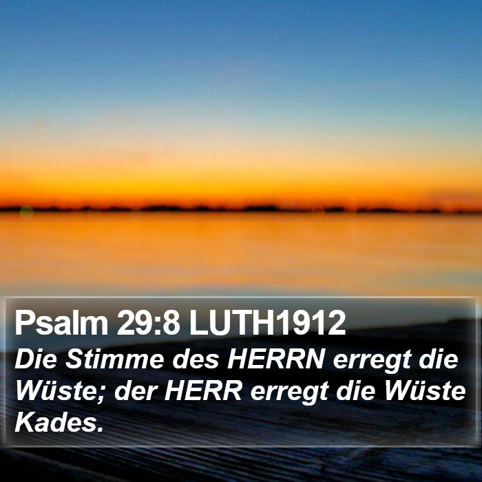 Psalm 29:8 LUTH1912 - Die Stimme des HERRN erregt die Wüste; der HERR
