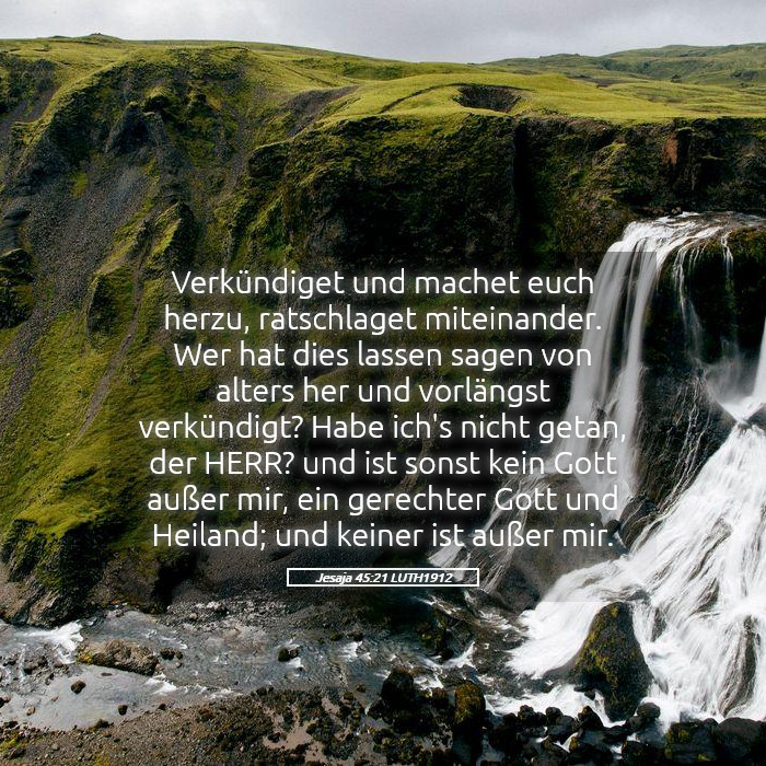 Jesaja 45:21 LUTH1912 - Verkündiget und machet euch herzu, ratschlaget
